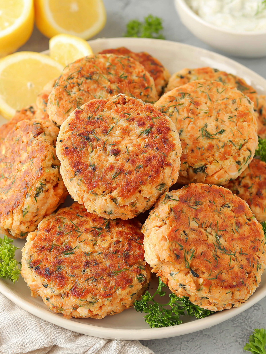 Crispy Air Fried Salmon Patties with Herbs - Dina Bakery